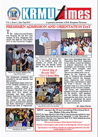 KRMU Times VOL 1 ISSUE 1 - krmangalam